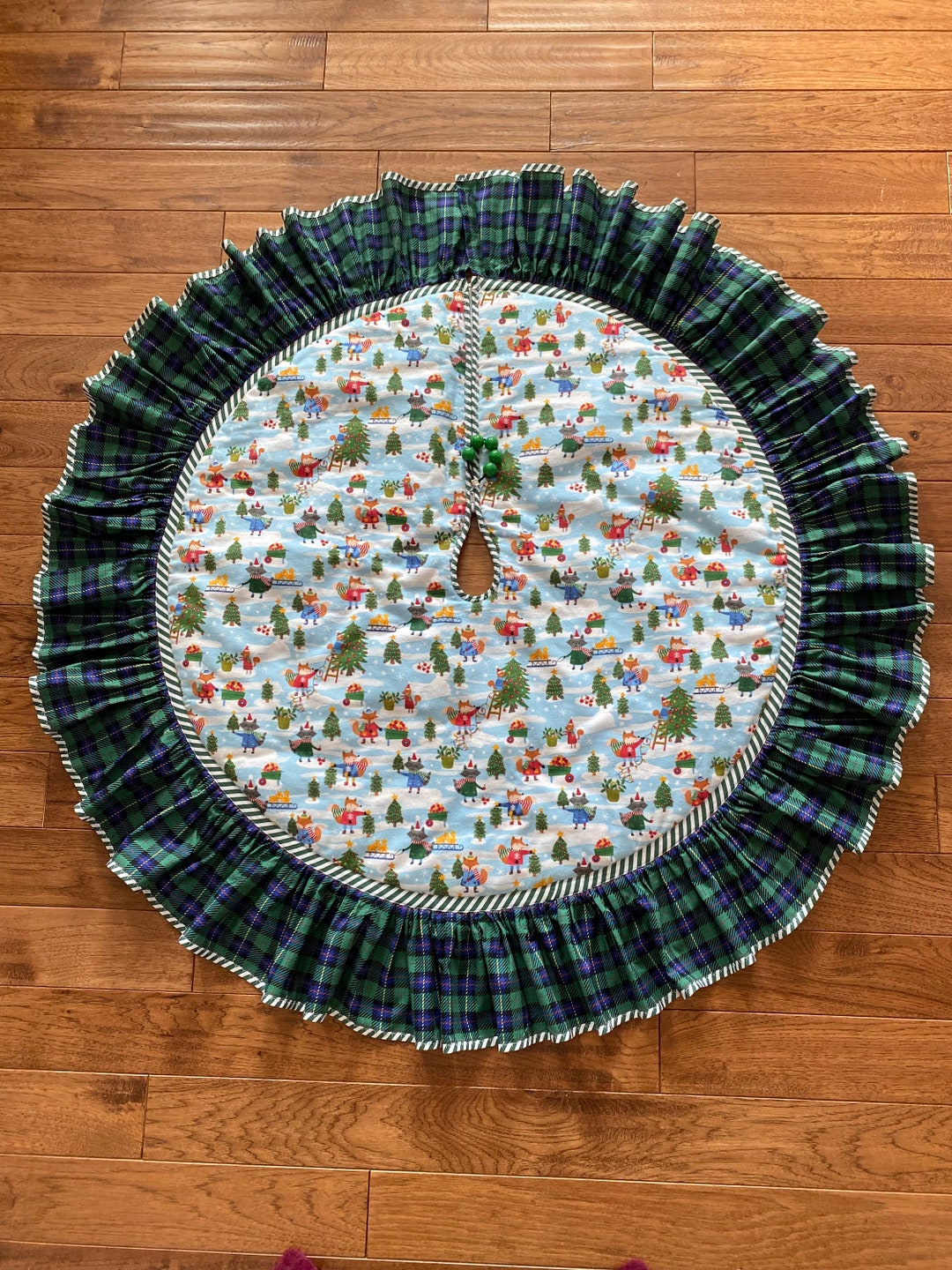 Woodland Creatures Tartan Plaid Tree Skirt - Etsy