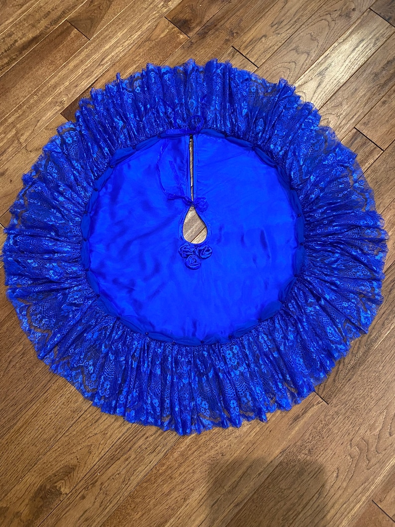 Royal Blue Satin and Lace Tree Skirt - Etsy