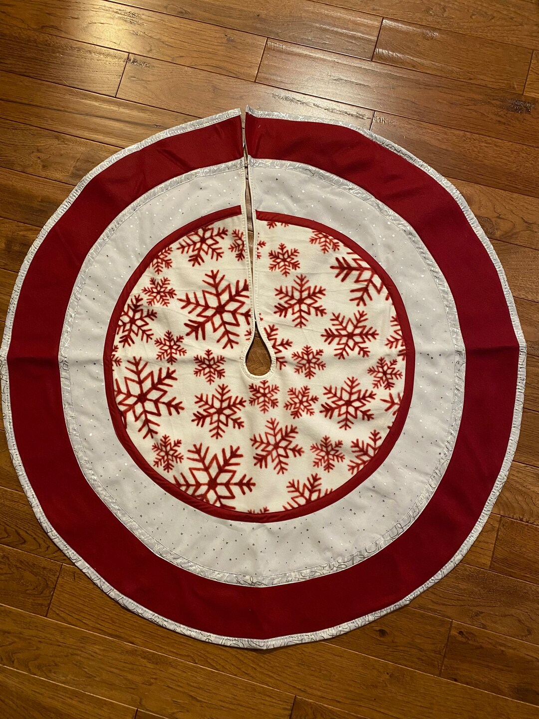 Burgundy and Metallic Silver Tree Skirt - Etsy