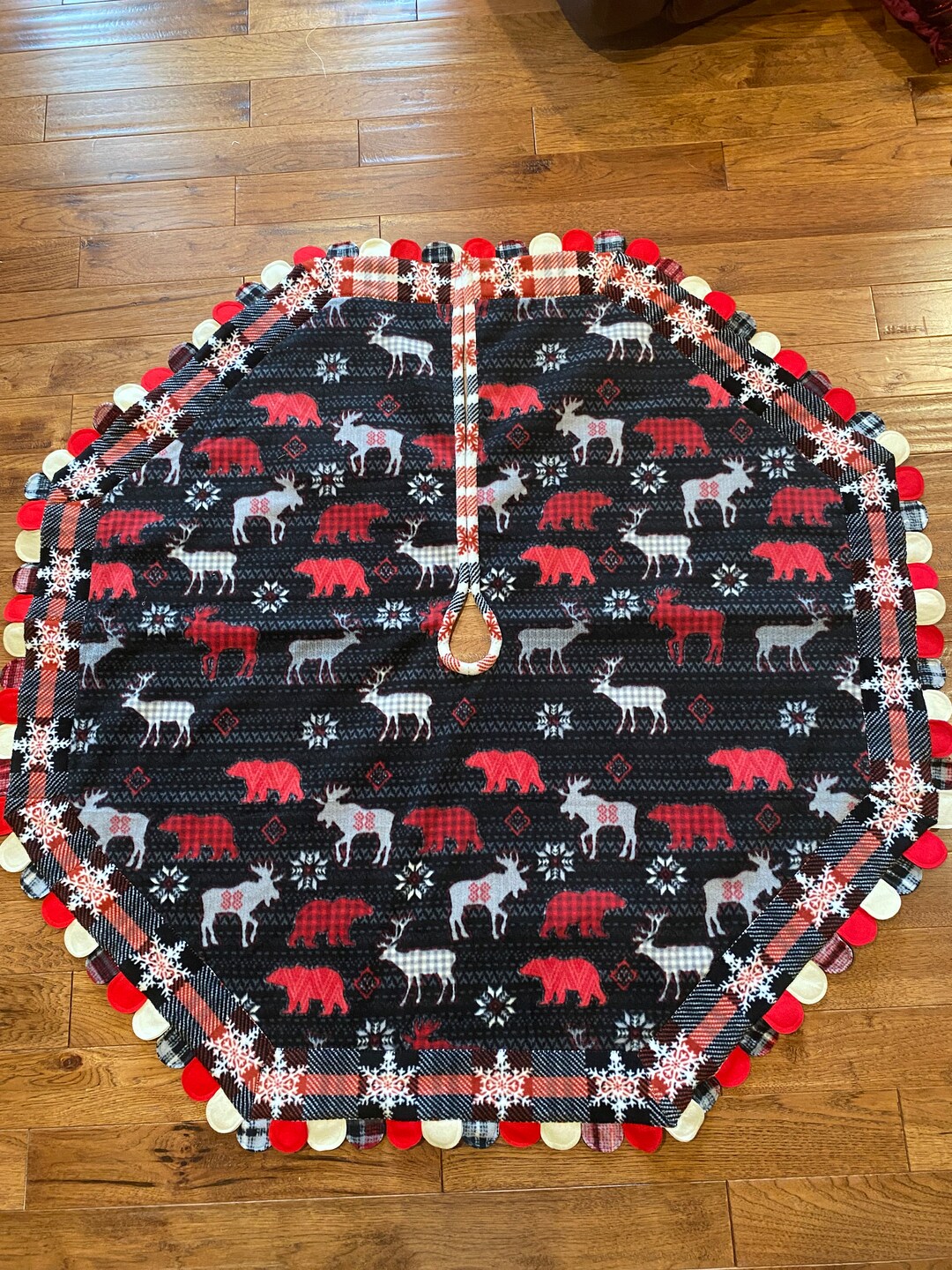 Christmas Moose Fleece Octagonal Tree Skirt SALE Save 75 - Etsy
