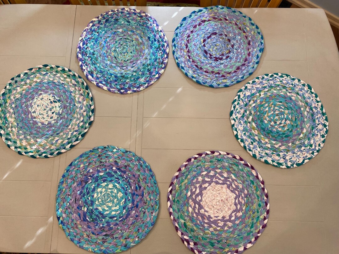 Round Placemats Cool Colors Set of 6 - Etsy