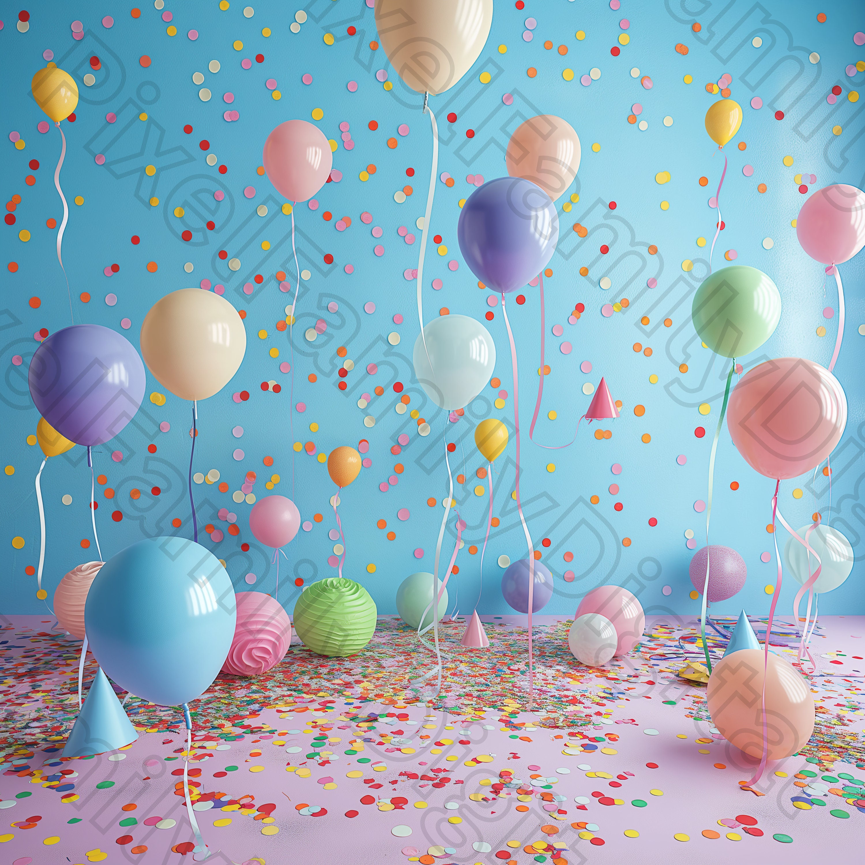 Fun Birthday Background Digital Download Colorful Party Wallpaper ...