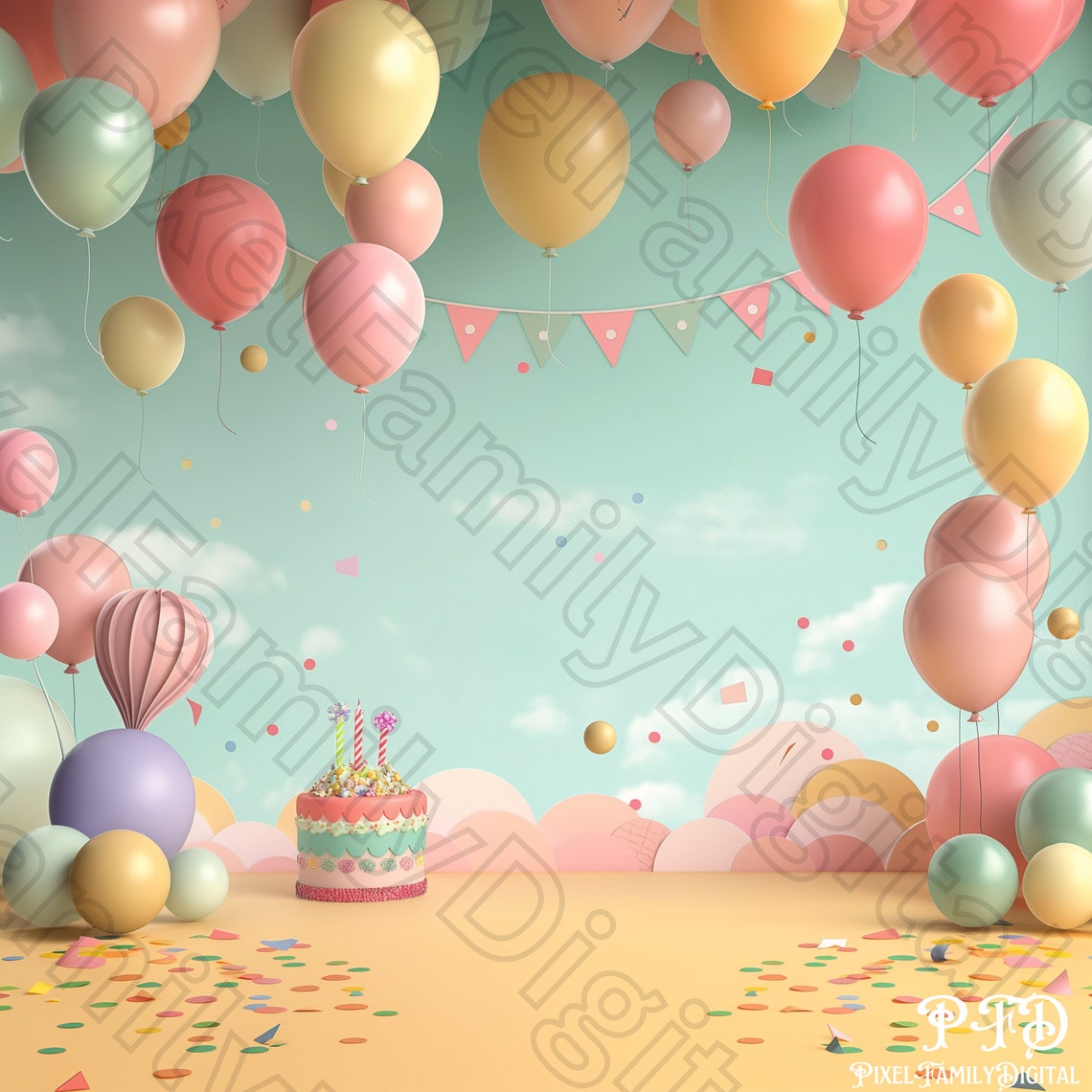 Fun Birthday Background Digital Download Colorful Party Wallpaper ...