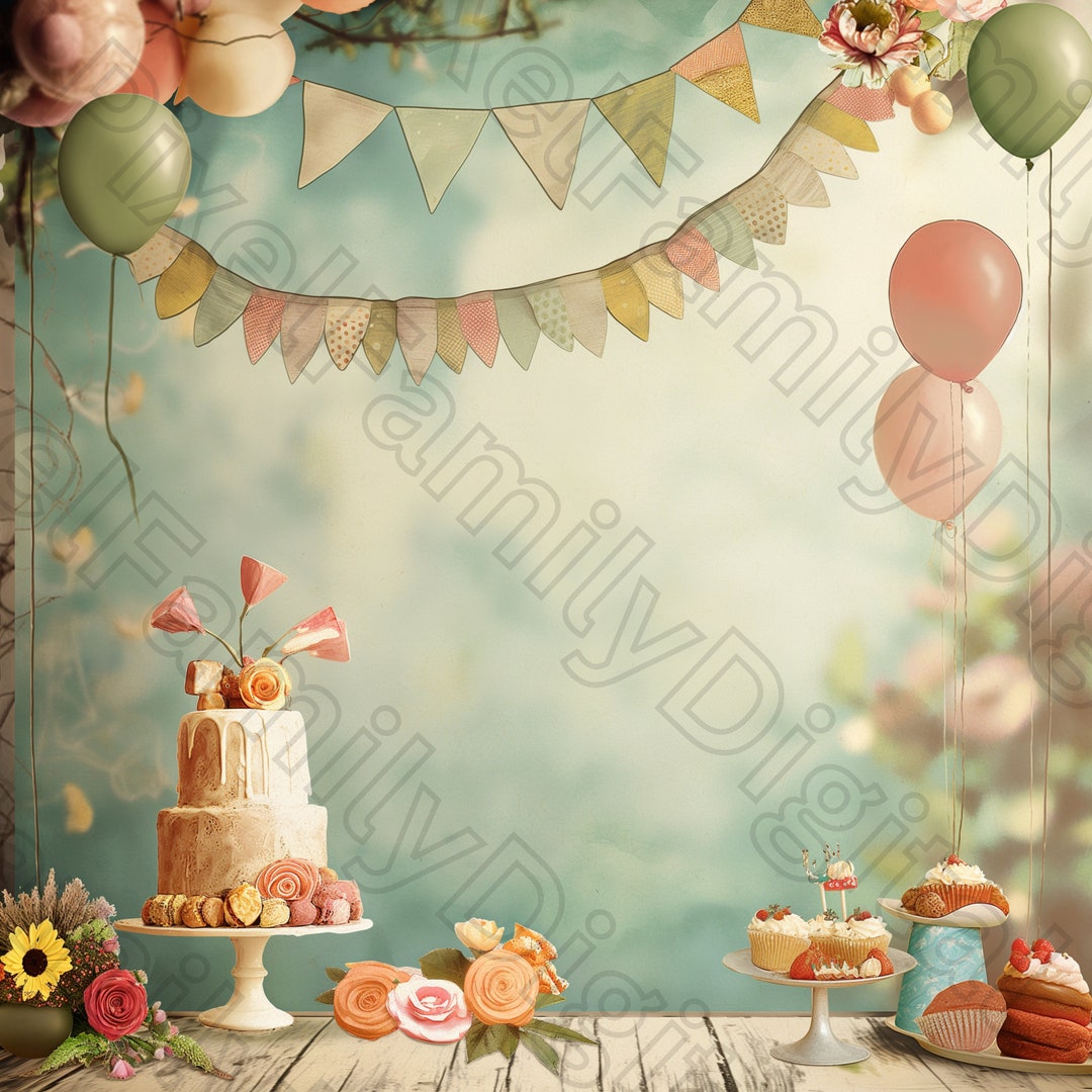 Fun Birthday Background Digital Download Colorful Party Wallpaper ...