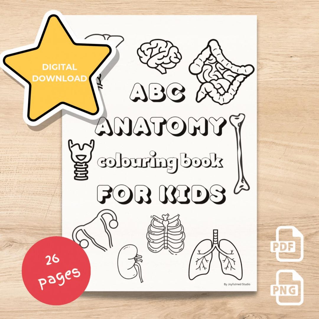 ABC Colouring Anatomy Book, Coloring Book for Kids, Printable Coloring ...
