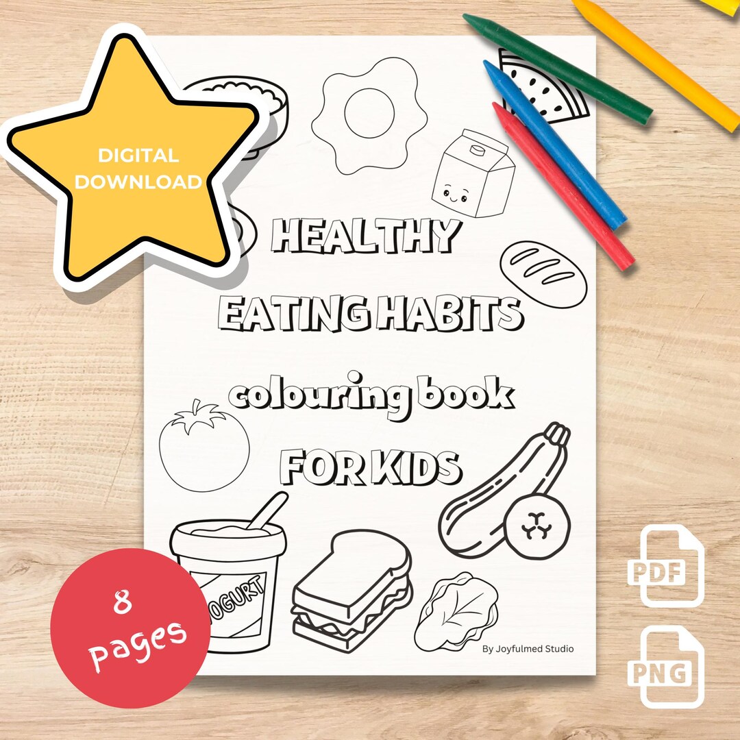 Healthy Eating Habits Colouring Book for Kids, Educational Coloring ...