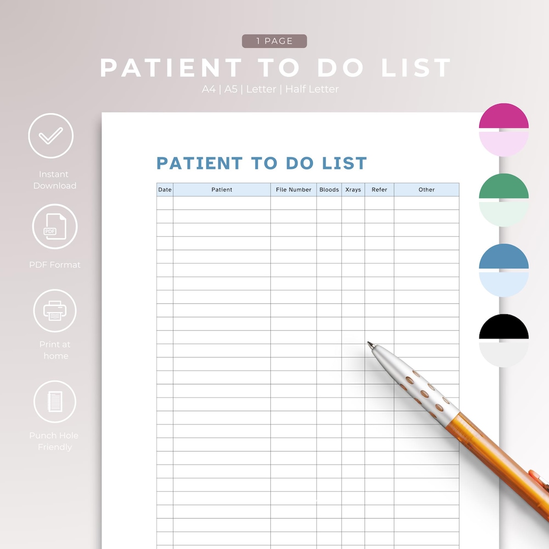 Daily to Do List for Doctors, Family Medicine, General Practice ...
