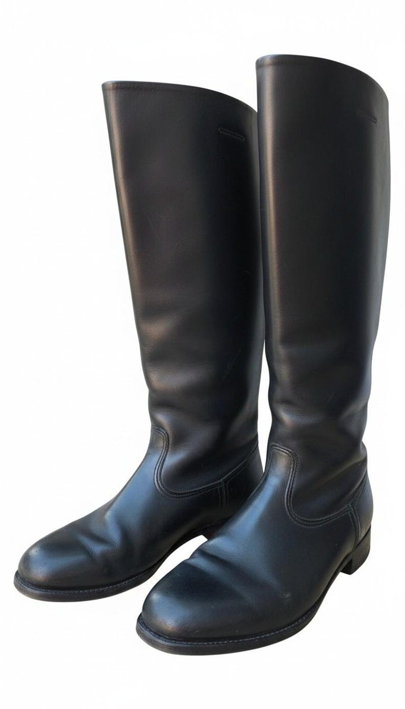 Black Leather Officer Boots, Classic Military Footwear, Size 42 - Etsy