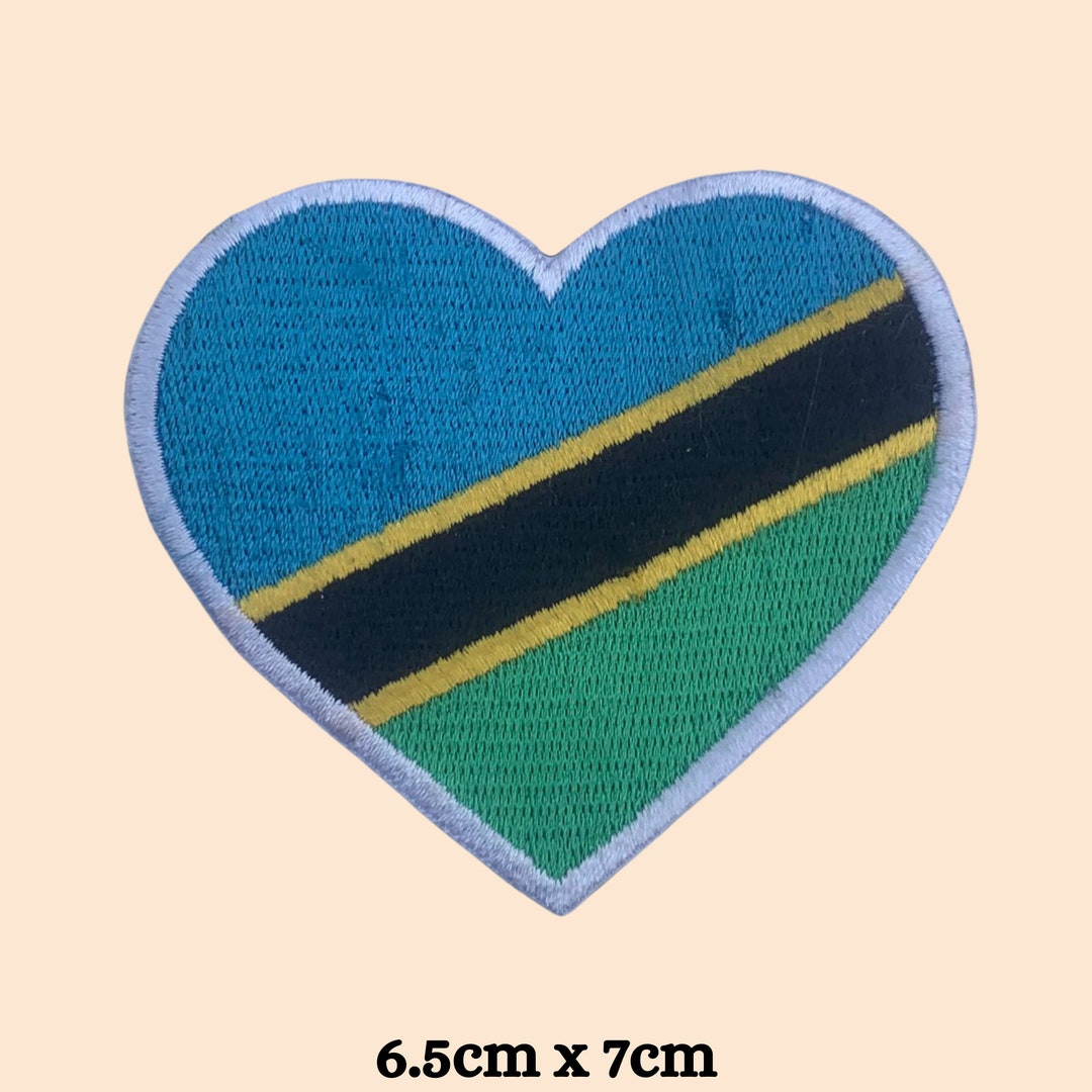 Tanzania Heart Flag Patch Iron on Sew on Clothes Jacket Denim Africa Embroidered Badge - Etsy