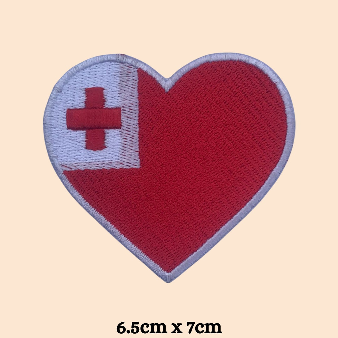 Tonga National Heart Flag Iron on Patch Embroidered Sew on Applique - Etsy