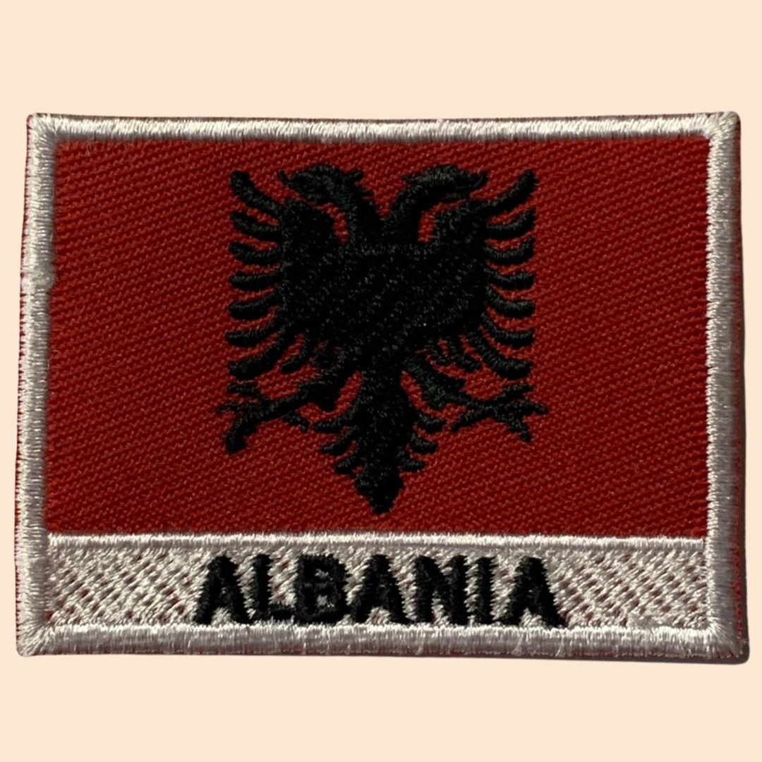 Albania Country Flag With Name Badges Iron on Patch Embroidered Sew on Applique National Country ...