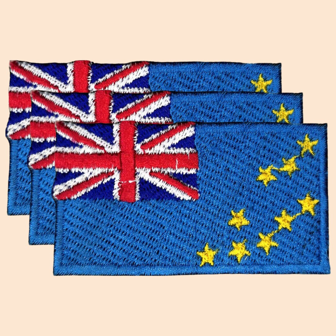 Tuvalu Flag Iron on Embroidered Patch Sew on Applique National Country Flag Set of 3 Badge - Etsy