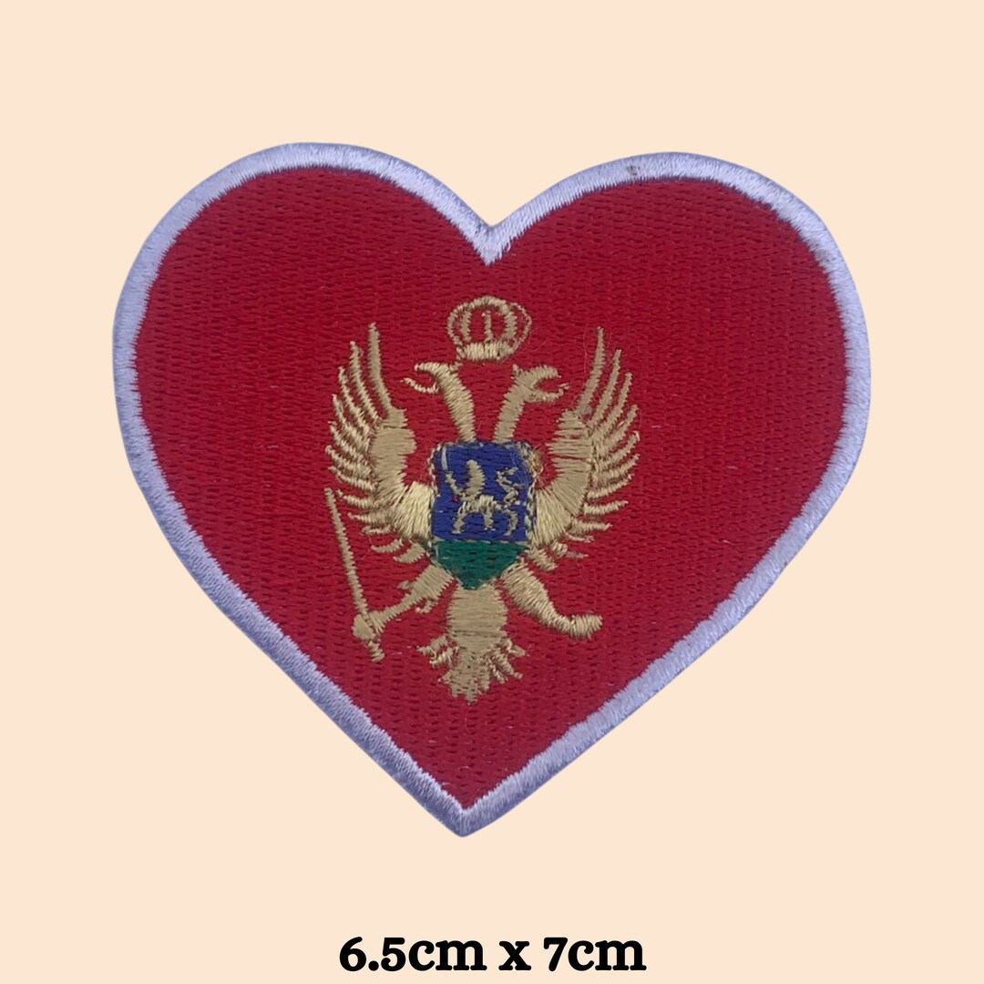 Montenegro Heart Flag Patch Montenegrin Iron on Sew on Clothes Bag Embroidered Badge - Etsy