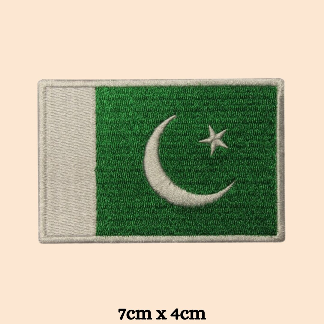 Pakistan Flag Patch Iron Sew on Crescent Moon Five Point Star ...