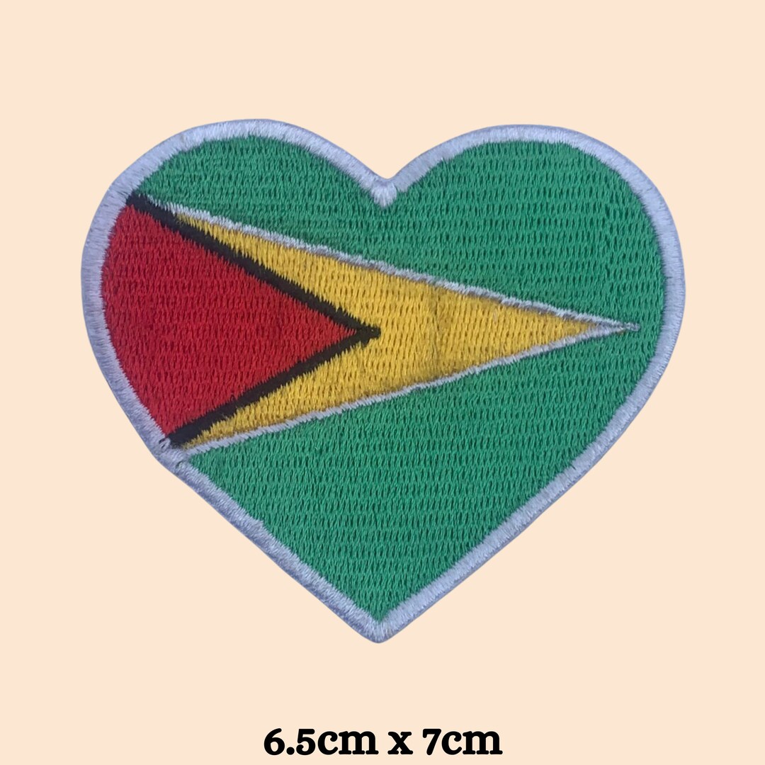 Guyana Heart Flag Iron on Patch Embroidered Sew on Applique - Etsy