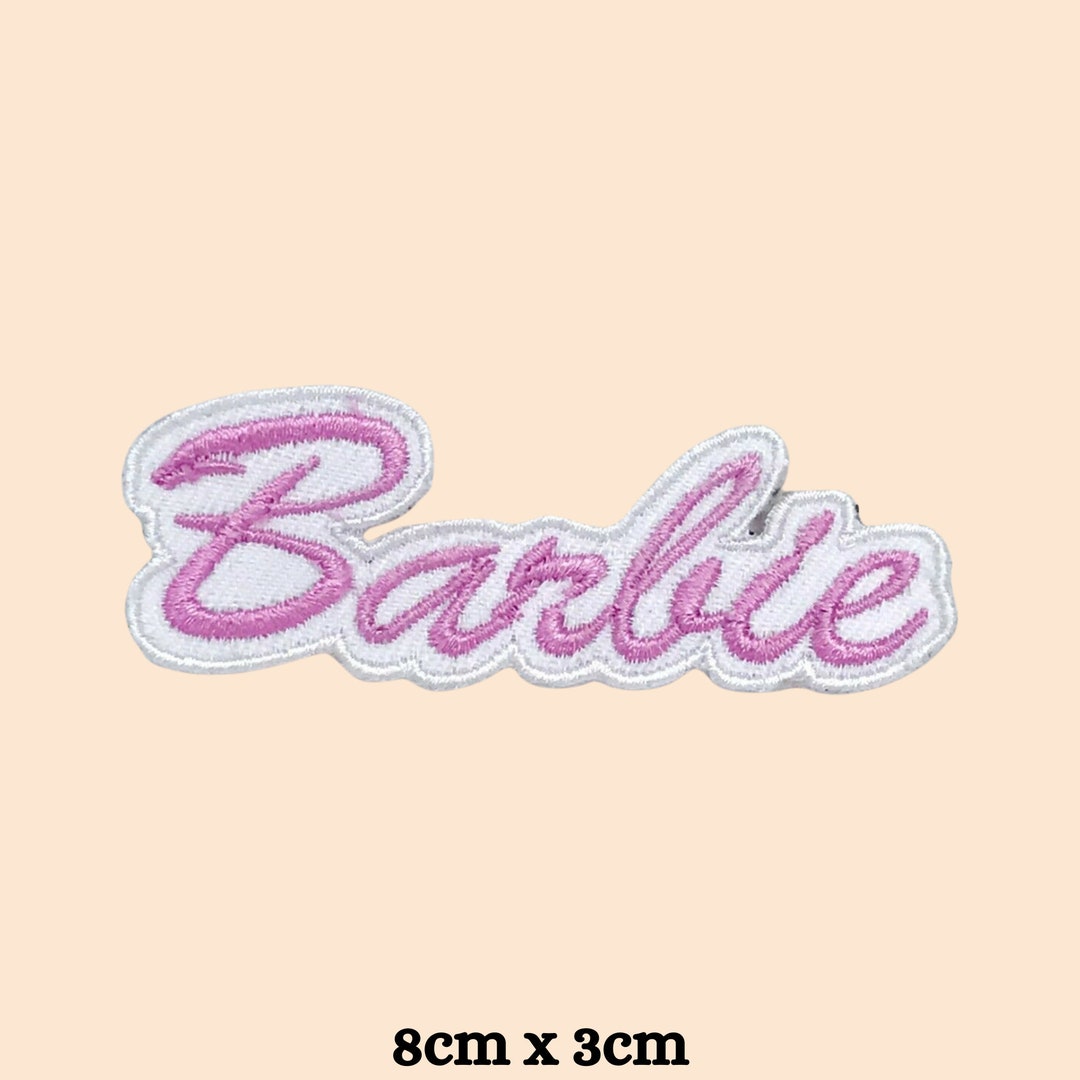 Barbie Pink on White Iron on Patch Embroidered Sew on Applique Clothing ...