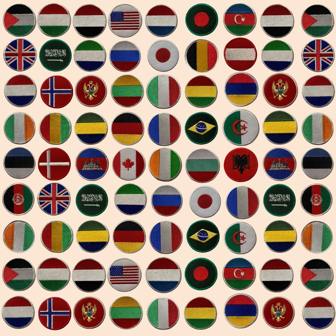 All World National Country Round Flags Iron Sew on Embroidered Patch ...