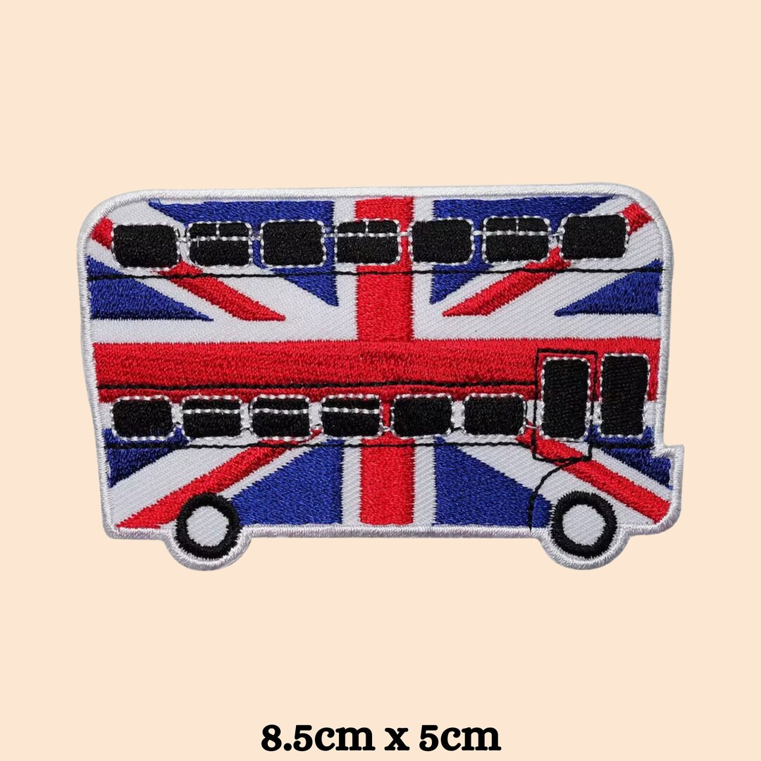 London Bus UK Flag Embroidered Iron / Sew on Patch Clothes Jacket Badge ...
