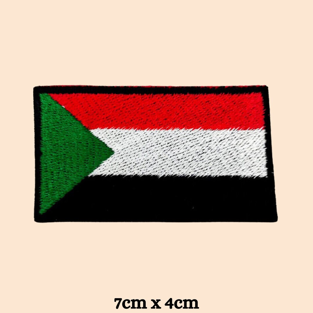 Sudan National Flag Embroidered Iron on Patch Sew on Badge Applique Country Flag Clothing Bag ...