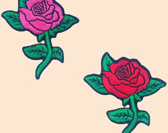 Pair of Yellow Rose Flower Patches Embroidered Iron on Sew on Roses Patch Badge - Etsy