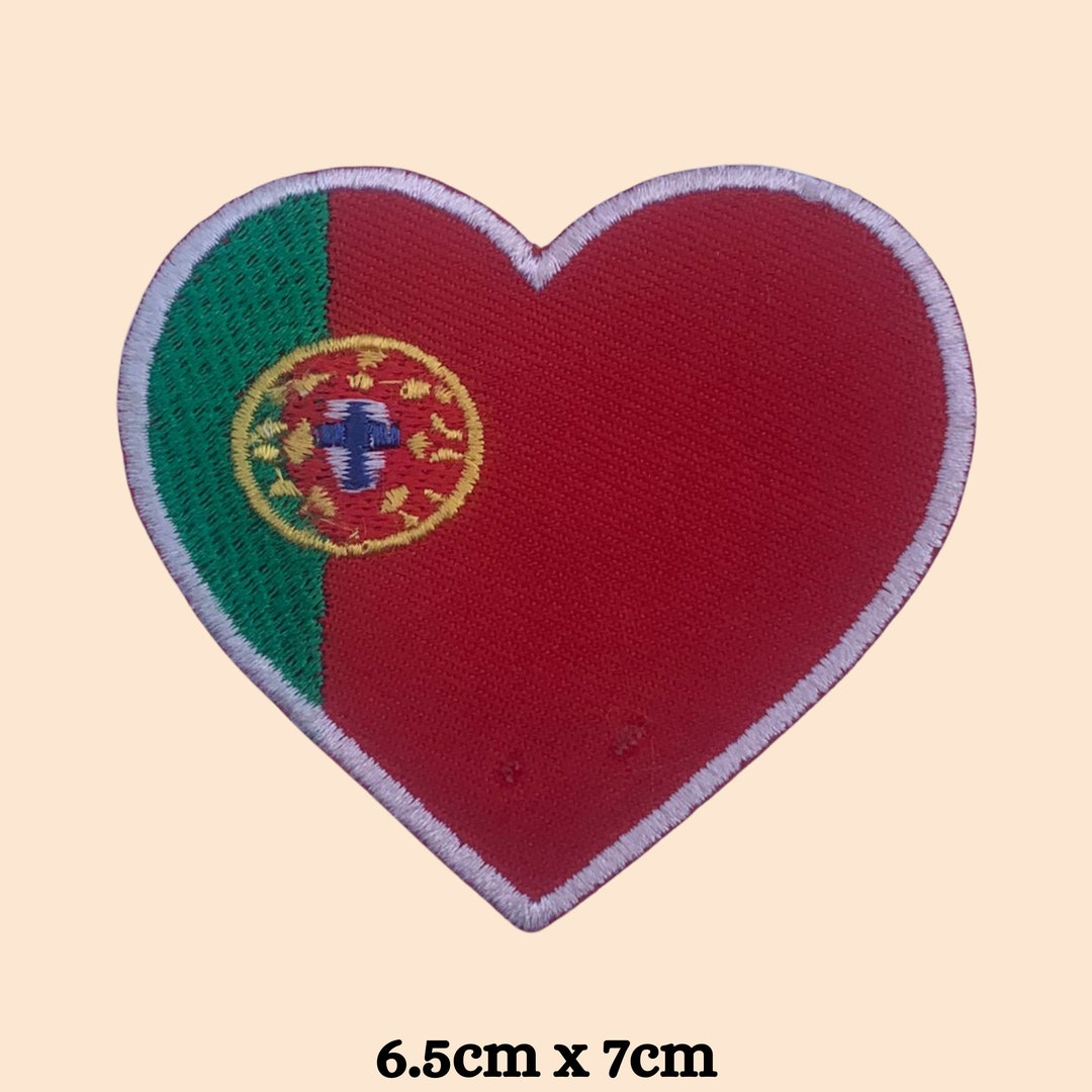 Portugal Heart Flag Embroidered Iron / Sew on Patch Football T Shirt ...