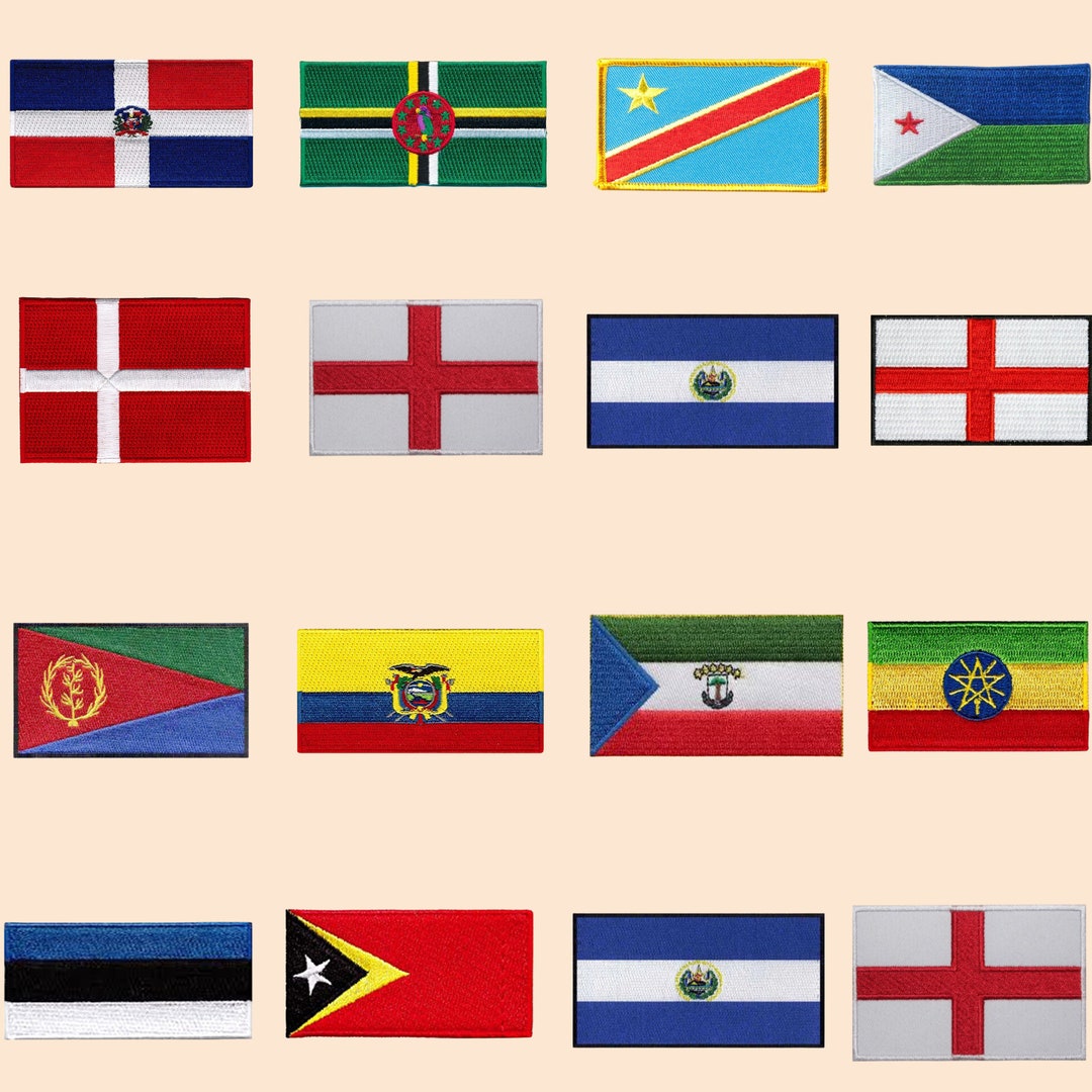 International Country Flags Different Sizes Iron on Patch Embroidered ...