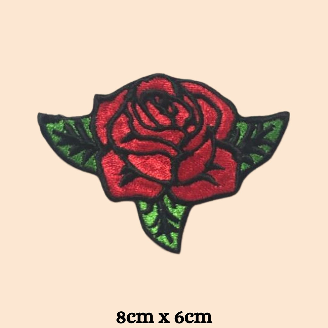 Red Rose Flower Iron on Patch Embroidered Sew on Applique Badges - Etsy