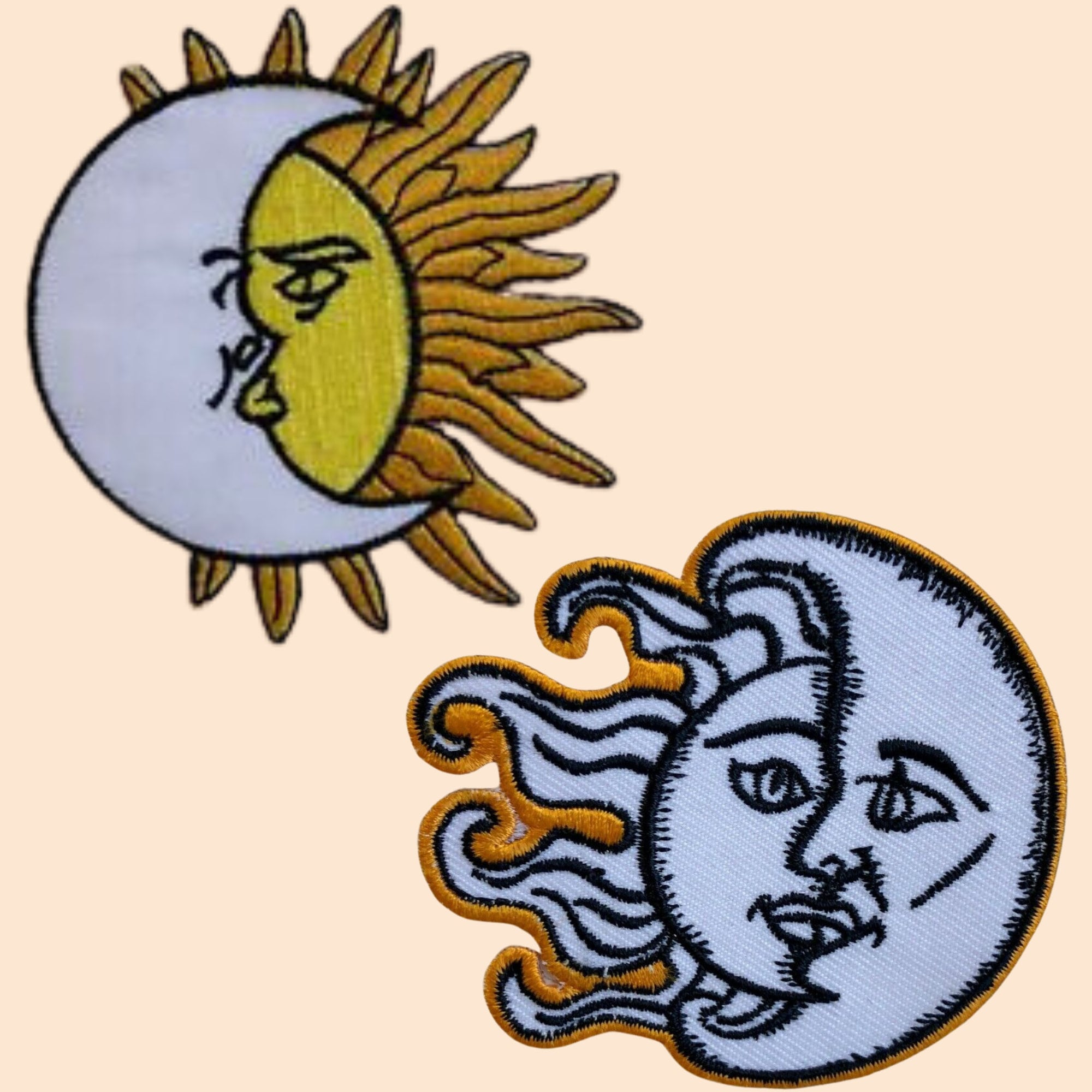 Embroidered Half Moon Sun Iron on Patch Sew on Badge Clothes - Etsy