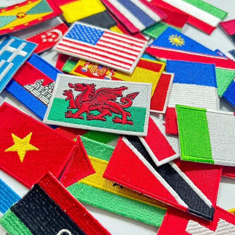National Flag Iron on Patch Sew on Embroidered Badge Applique Country ...