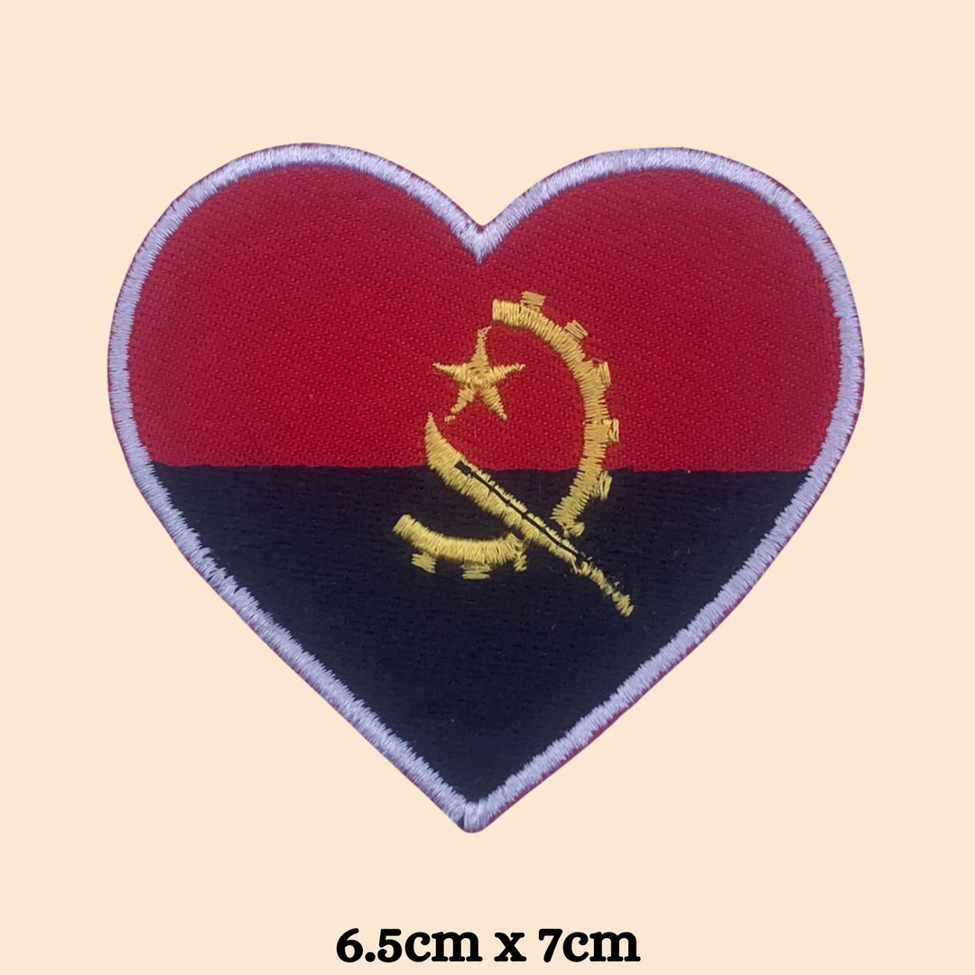 Angola Country Heart Flag Iron on Patch Embroidered Sew on Applique - Etsy