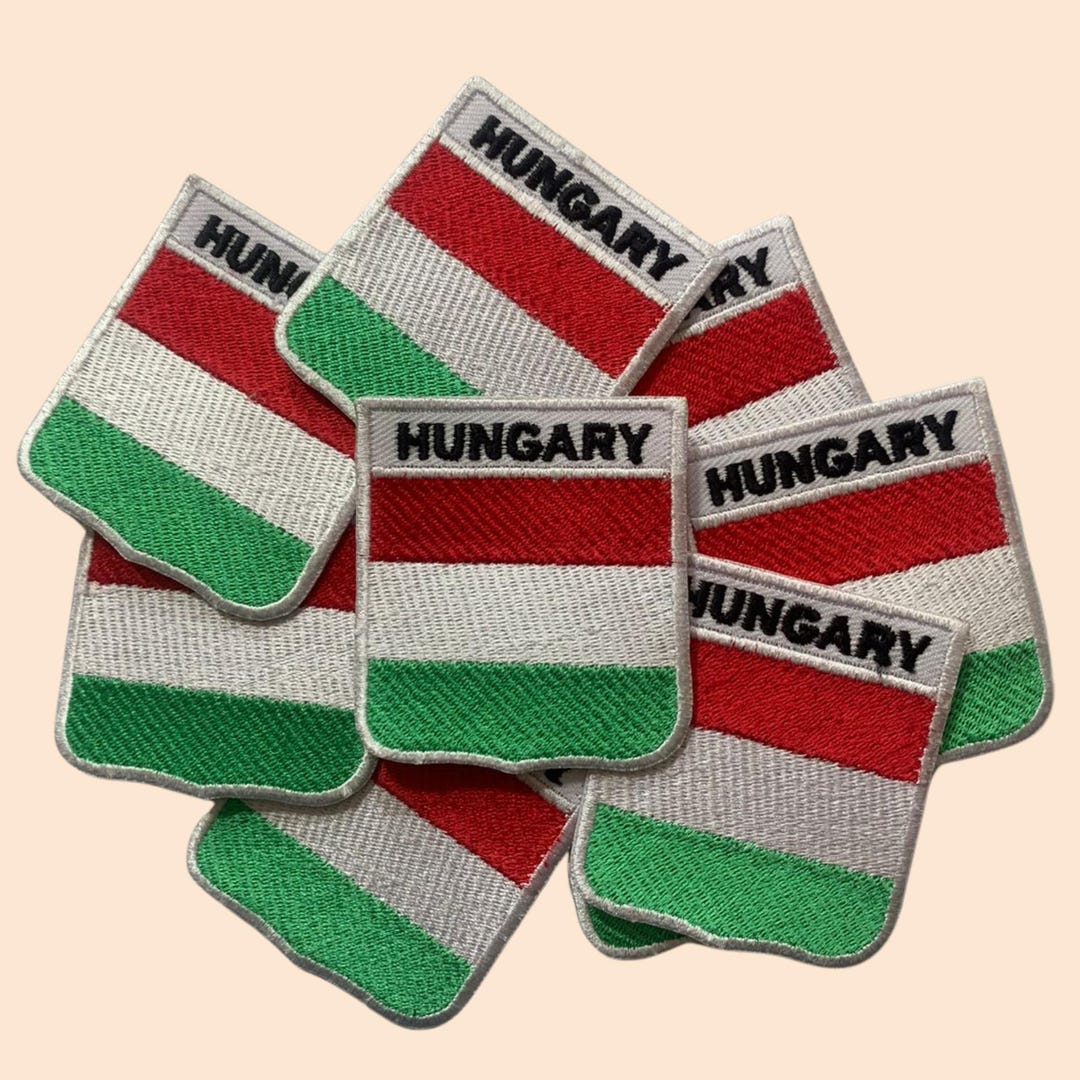 Hungary International Country Flag Iron on Patch Embroidered Sew on Applique Shield Name Flag ...