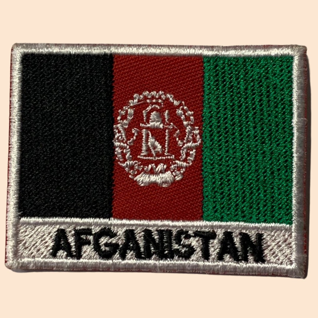 Afghanistan National Country Flag With Name Iron on Patch Embroidered ...