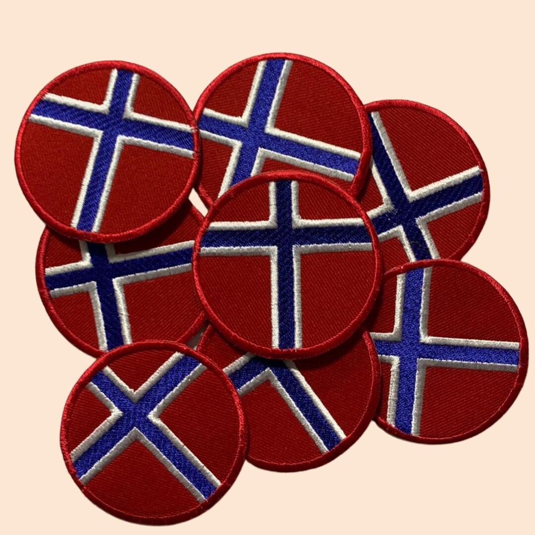 Norway Round Flag Iron on Patch Embroidered Sew on Applique ...