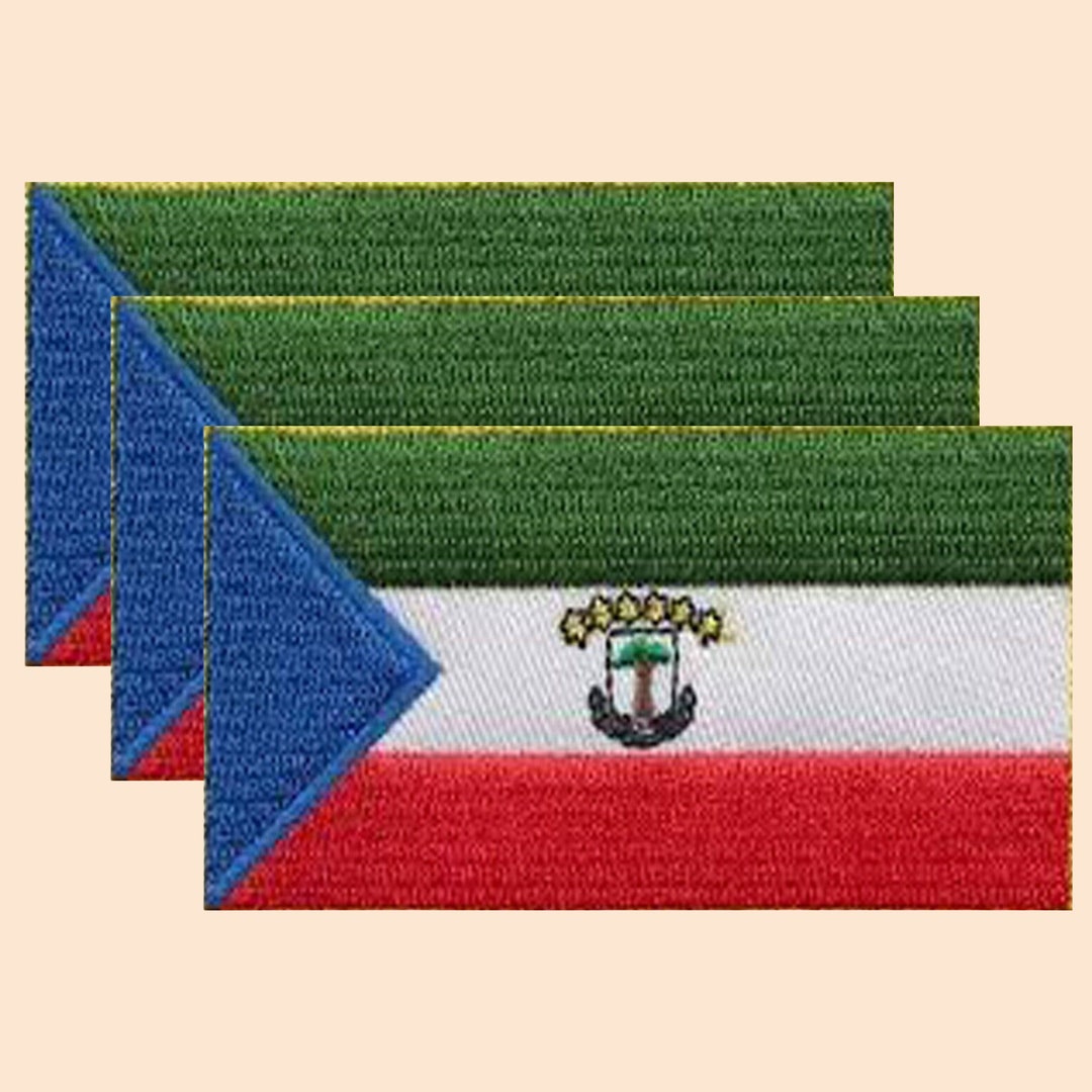 Equatorial Guinea International Flag Iron on Patch Embroidered Sew on Pack of 3 Badge National ...
