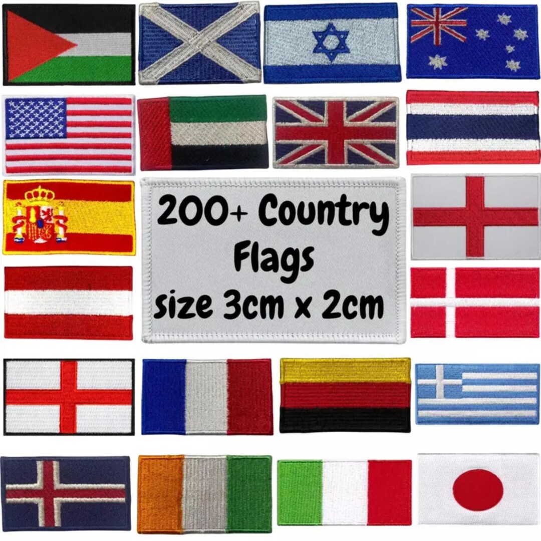 Small National Country Flag Iron on Patch – Embroidered Sew on Applique ...