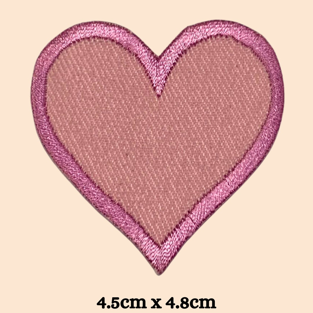 Pink Heart Iron on Patch Embroidered Sew on Applique Badges Clothing ...