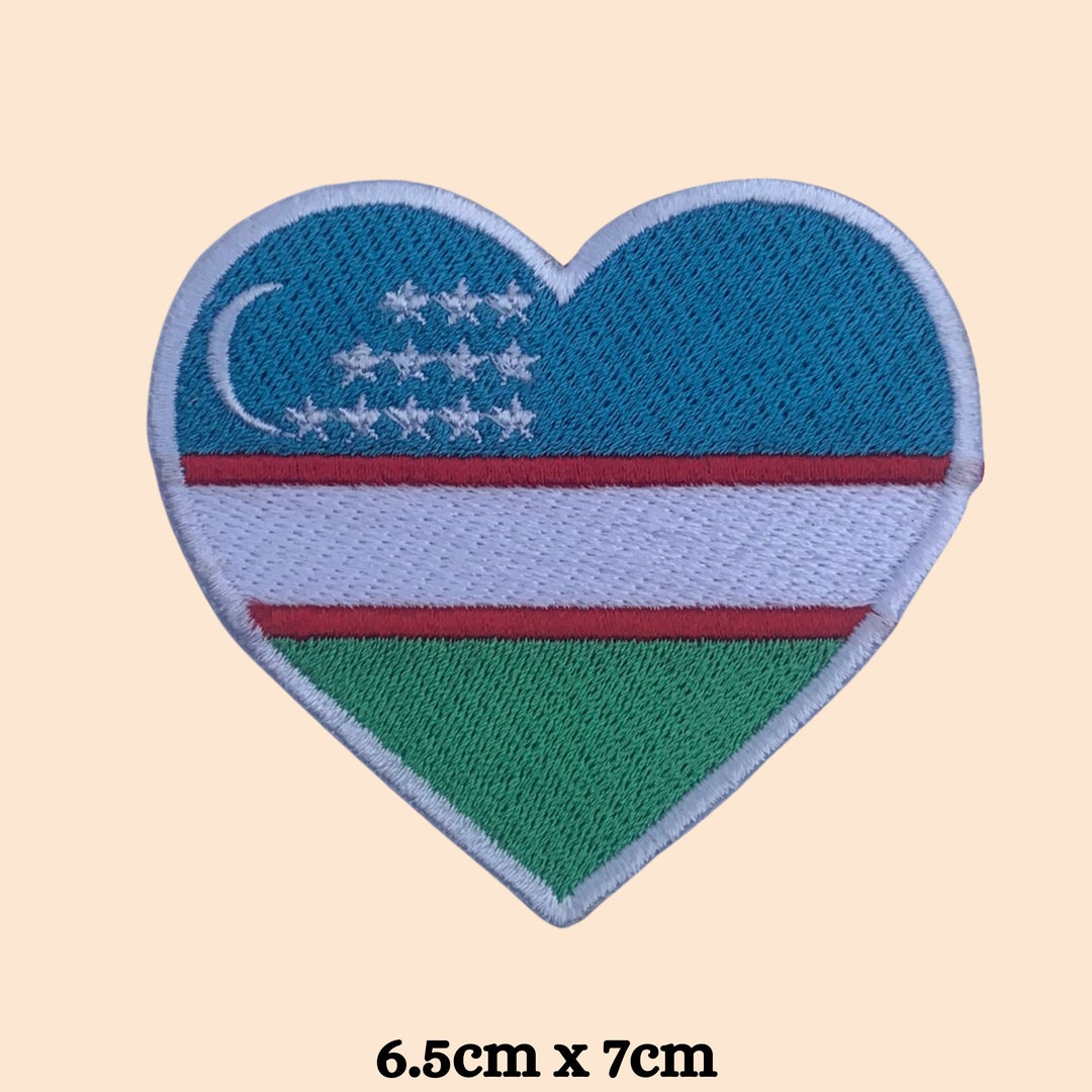 Uzbekistan Heart Flag Iron on Patch Embroidered Sew on Applique Badge - Etsy