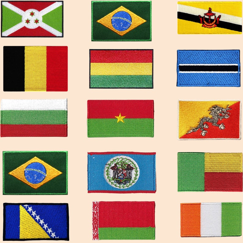 International Country Flags Different Sizes Iron on Patch Embroidered ...