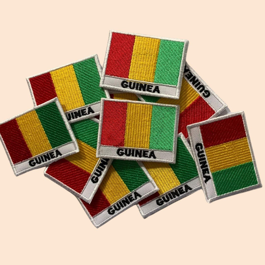 Guinea National Country Flag With Name Iron on Patch Embroidered Sew on ...