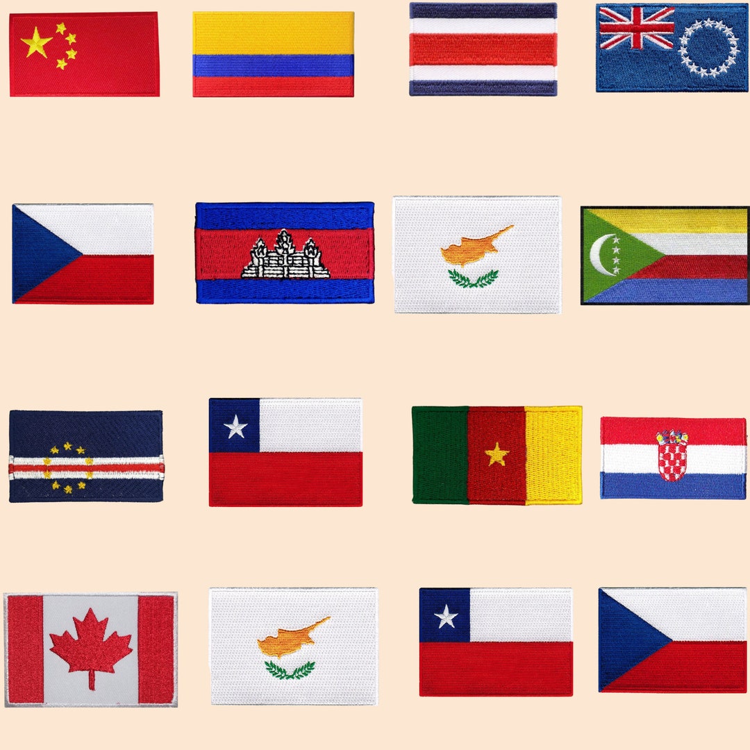 International Country Flags Different Sizes Iron on Patch Embroidered ...