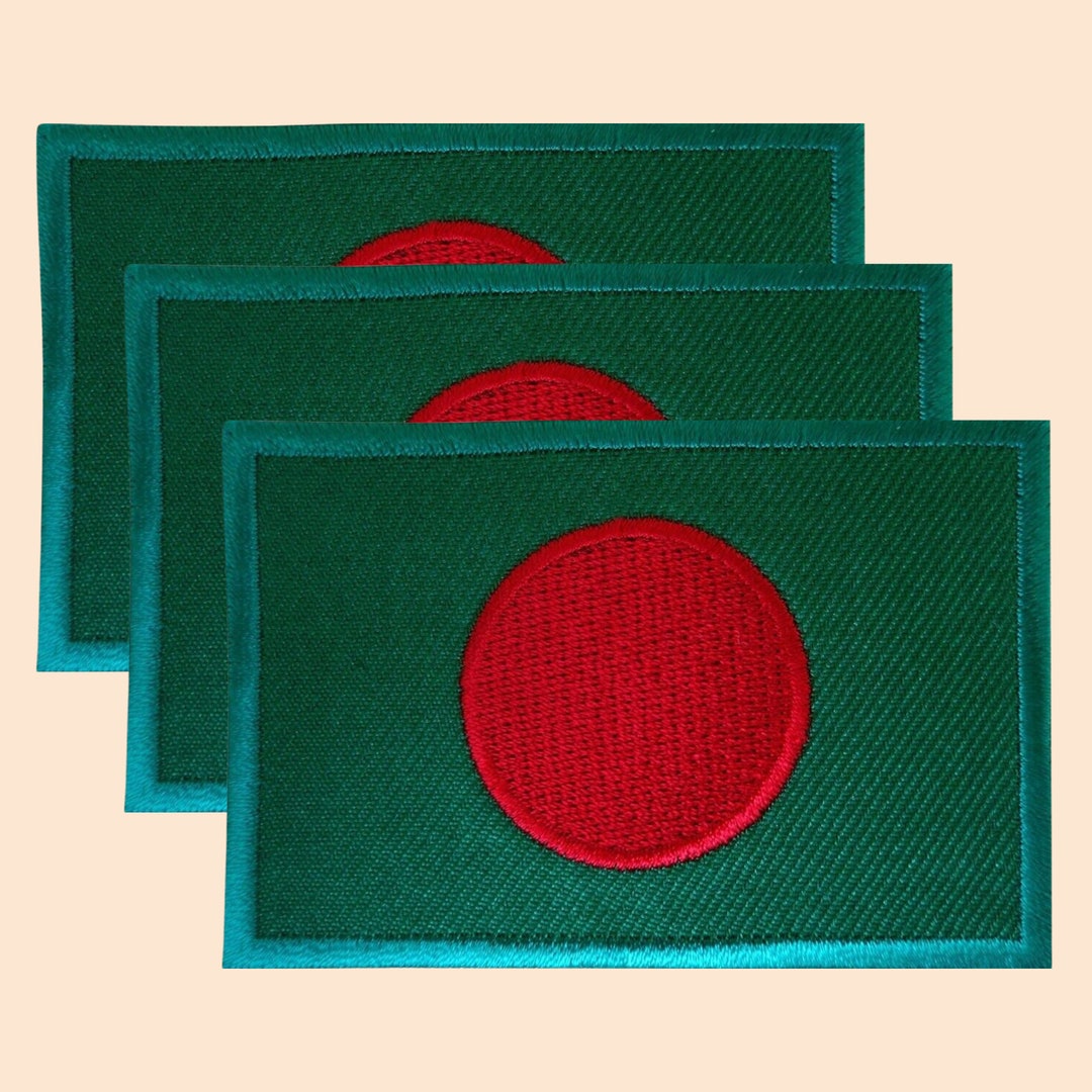 Bangladesh International Flag Iron on Patch Embroidered Sew on Pack of 3 Badge National Country ...