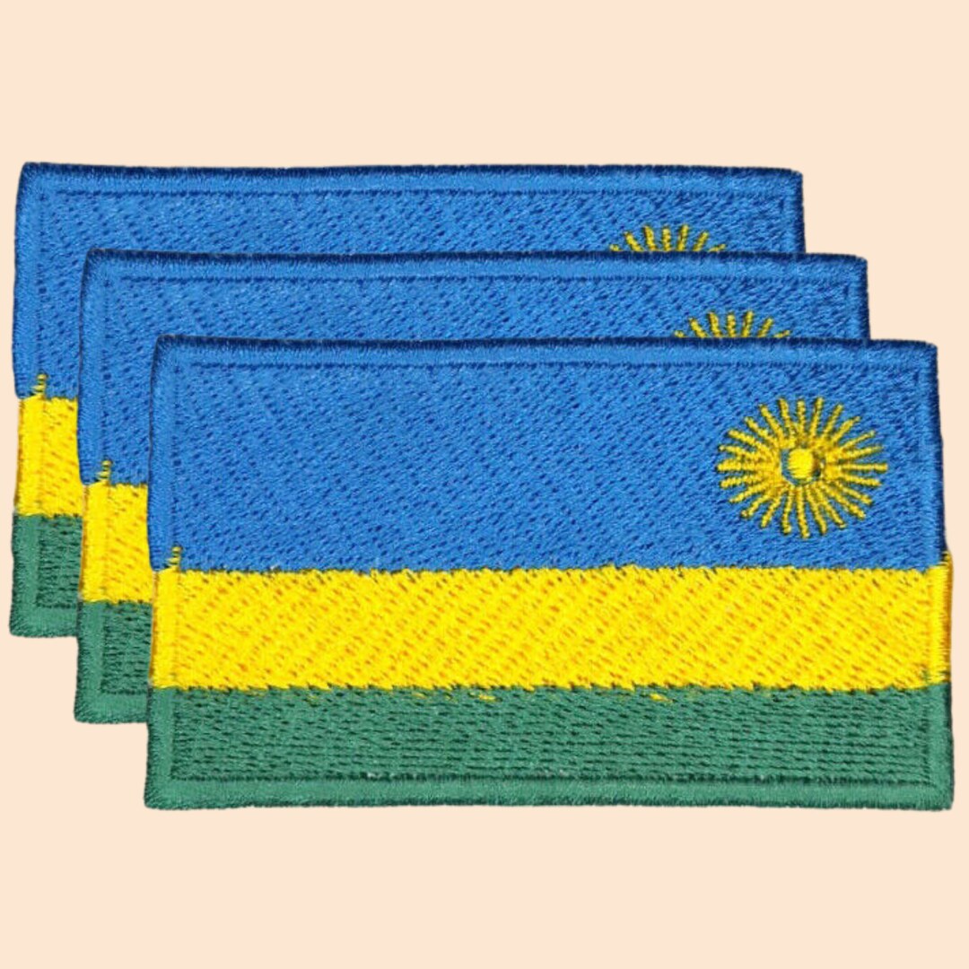 Rwanda International Flag Iron on Patch Embroidered Sew on Pack of 3 Badge National Country Flag ...