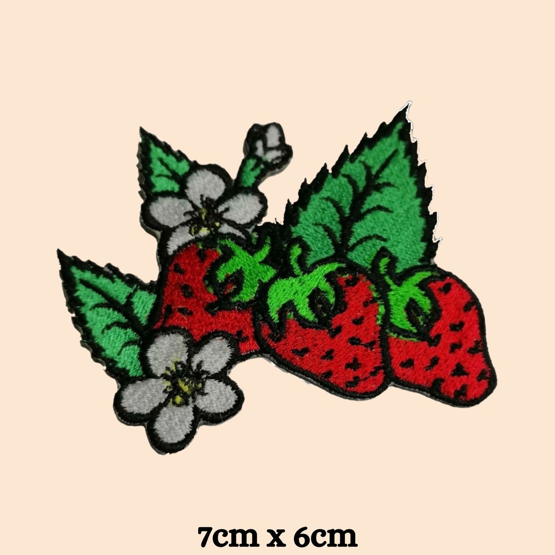 Strawberries Juicy Fruits Iron on Patch Embroidered Sew on Applique ...