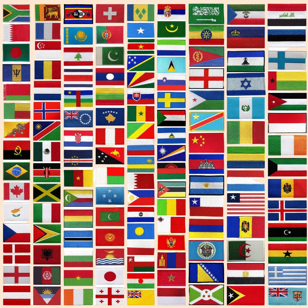 International Country Flag Iron on Patch Embroidered Sew on Applique ...
