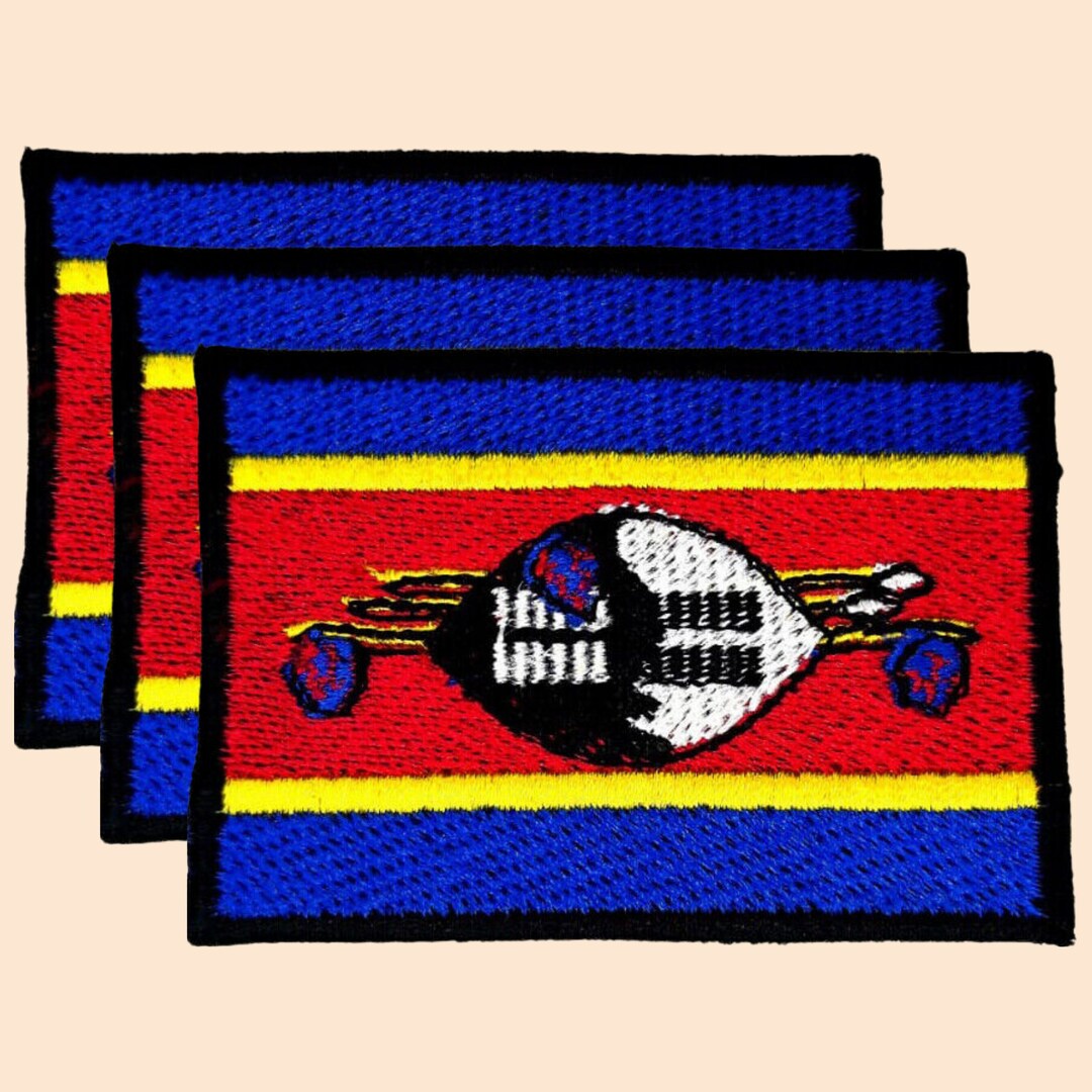 Eswatini/swaziland International Flag Iron on Patch Embroidered Sew on Pack of 3 Badge National ...