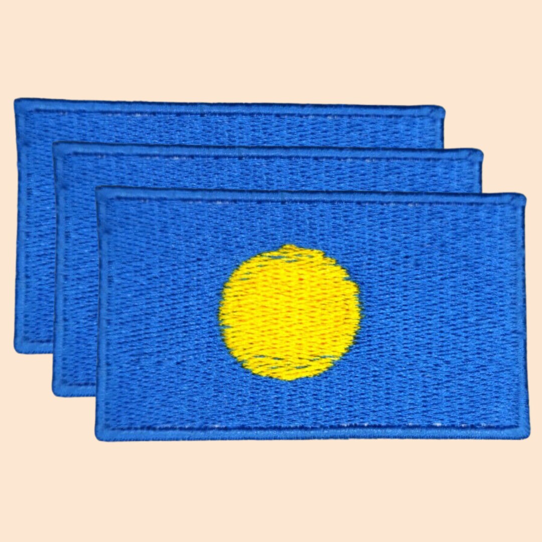 Palau International Flag Iron on Patch Embroidered Sew on Pack of 3 Badge National Country Flag ...