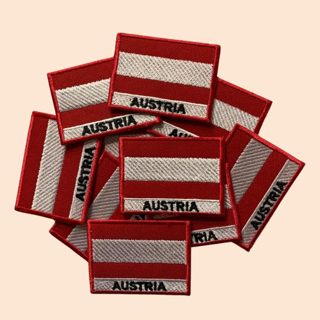 Austria Flag With Name Patch Iron on Badge Sew on Austrian Flag Embroidered Applique - Etsy
