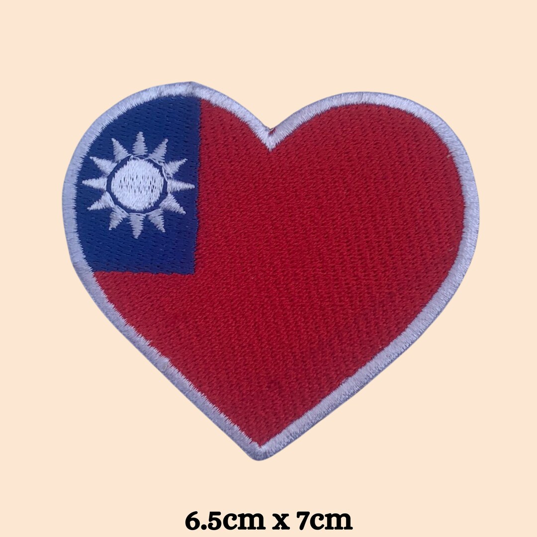 Taiwan Heart Flag Patch Iron on Sew on Embroidered Republic of China ...