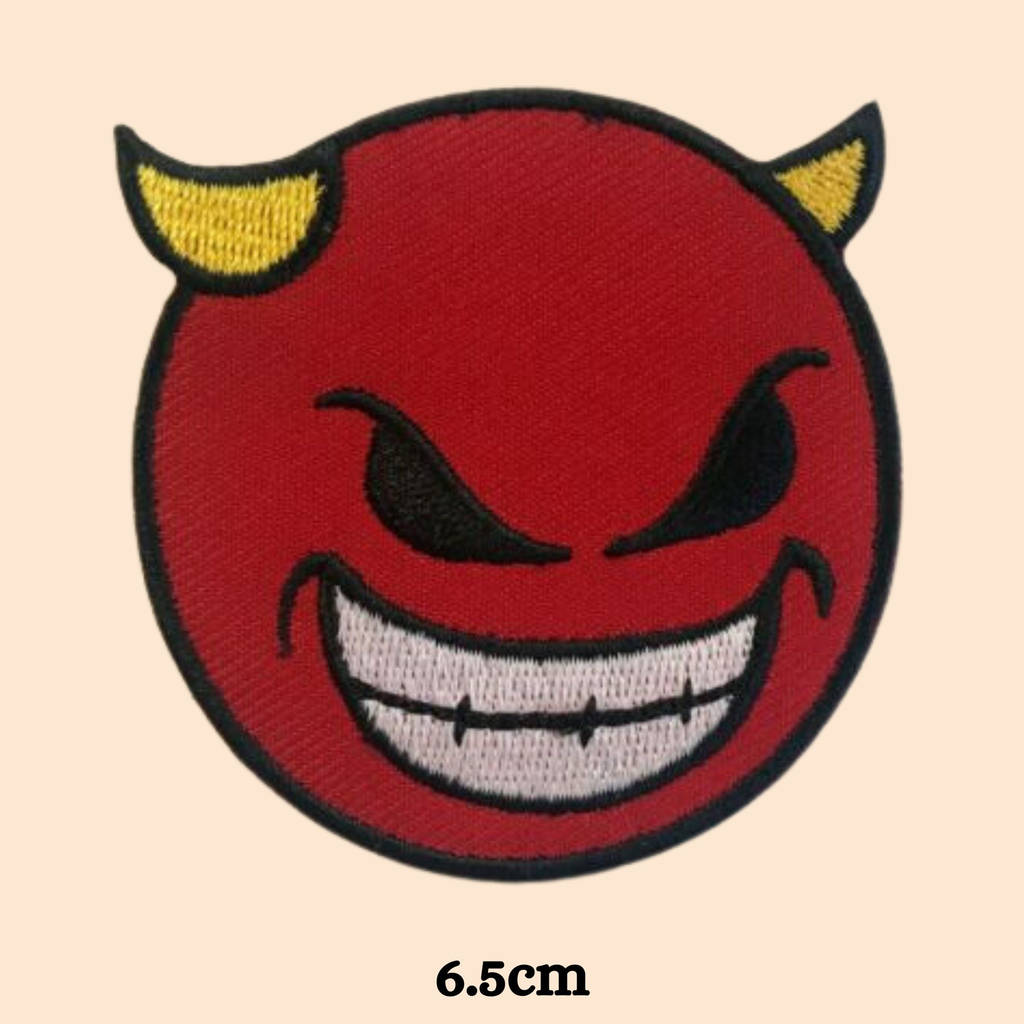 Devil Emoji With Smiley and Horn Iron on Patch Embroidered Sew - Etsy