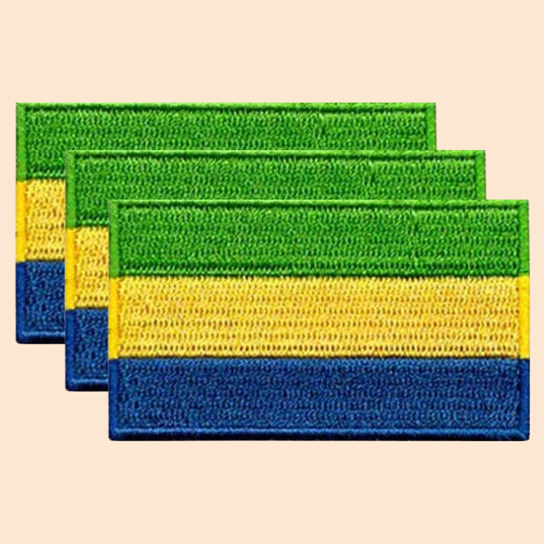 Gabon International Flag Iron on Patch Embroidered Sew on Pack of 3 Badge National Country Flag ...